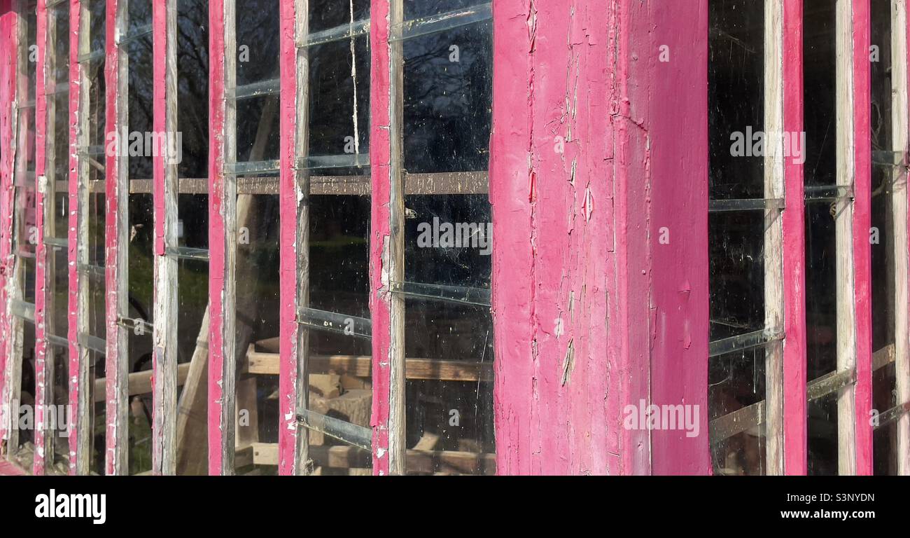 The overlapping panes of the windows of the smithy in the Museum of ...