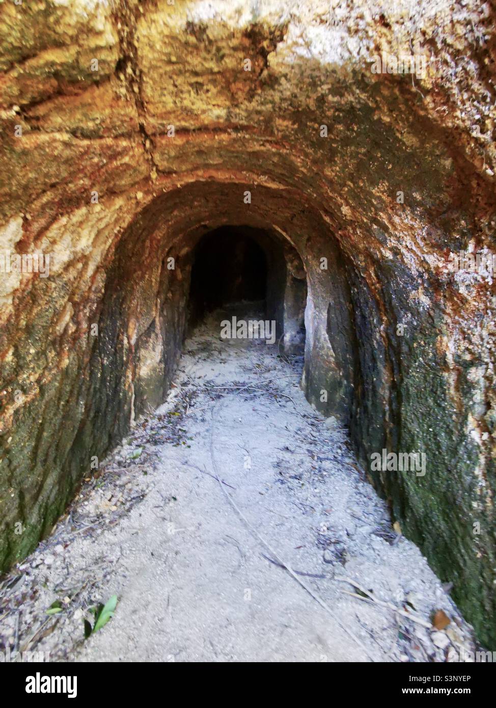 The WWII Japanese tunnel at Mount Stenhouse in Lamma island in Hong ...