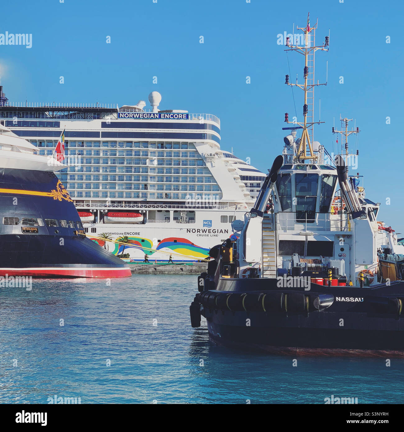 January, 2022, fishing boat, cruise ships in the background, Prince ...