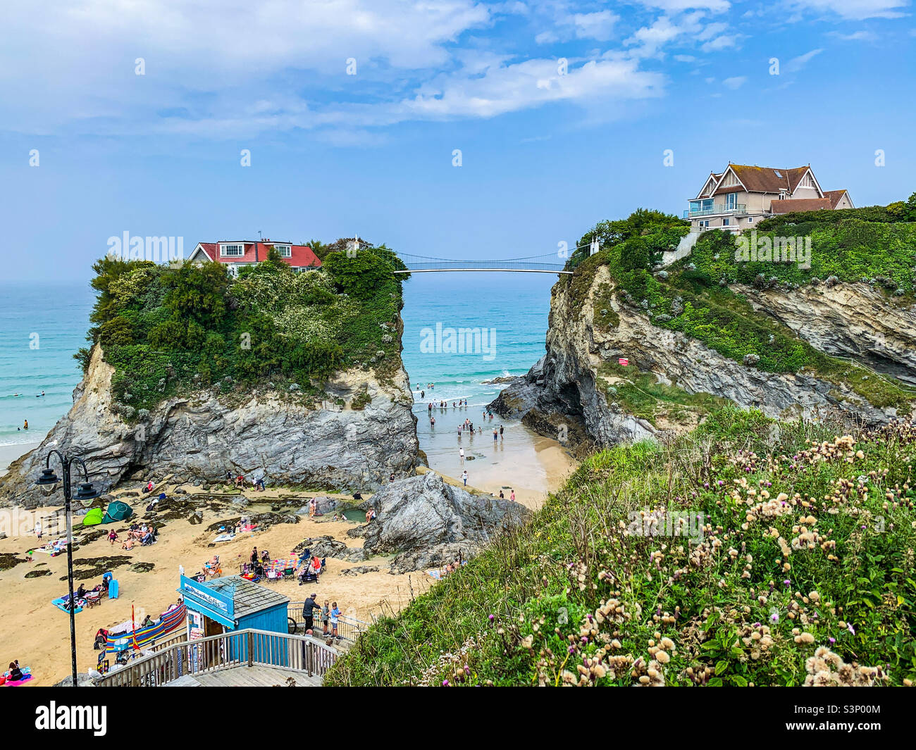 Towan beach the island in Newquay Cornwall Stock Photo - Alamy