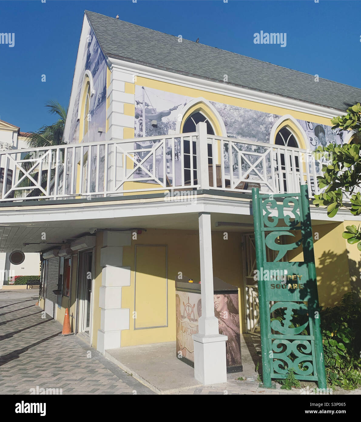 January, 2022, a yellow building in Nassau, Bahamas, North America ...