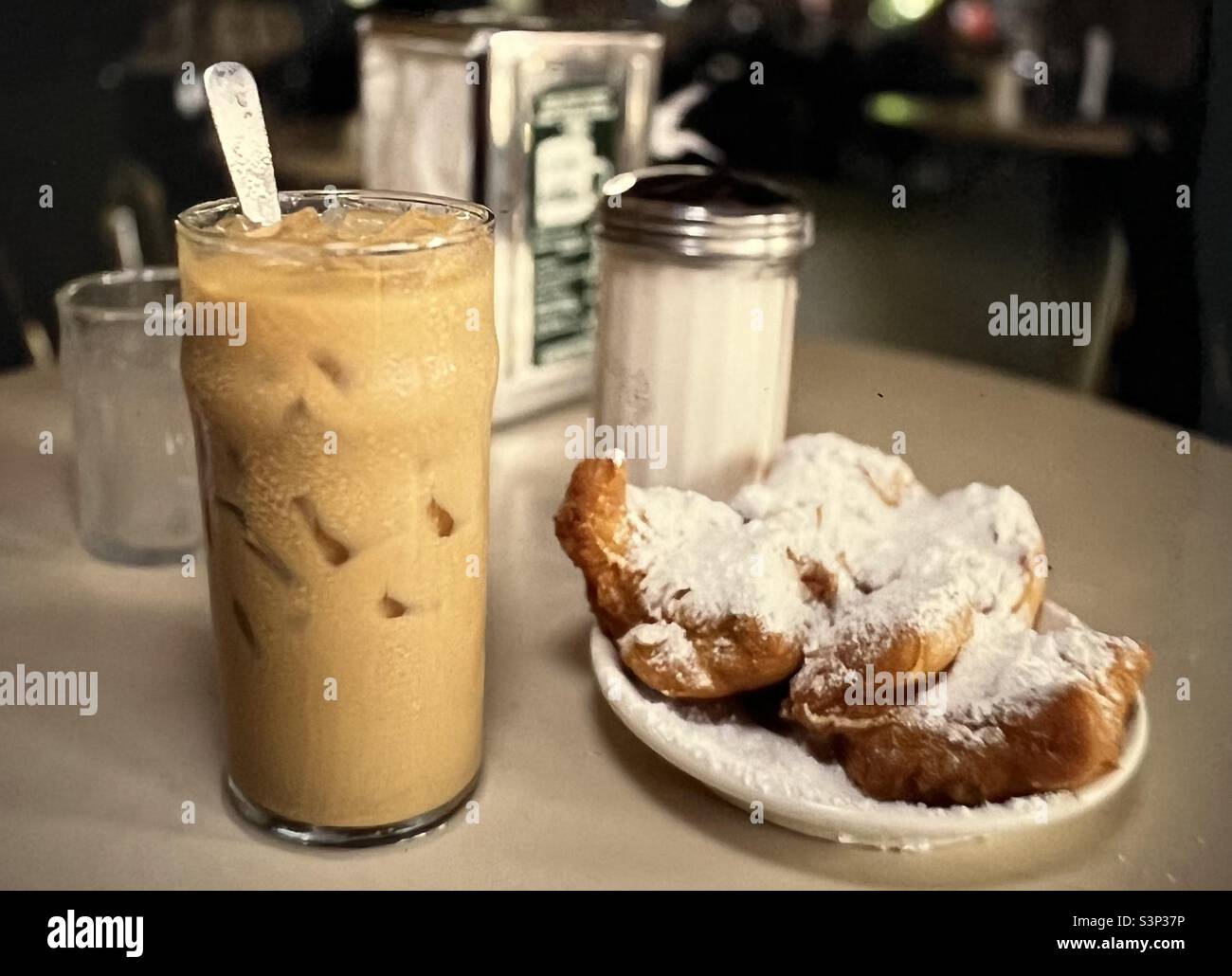 Iced coffee and beignets at Cafe Du Monde historic New Orleans cafe ...
