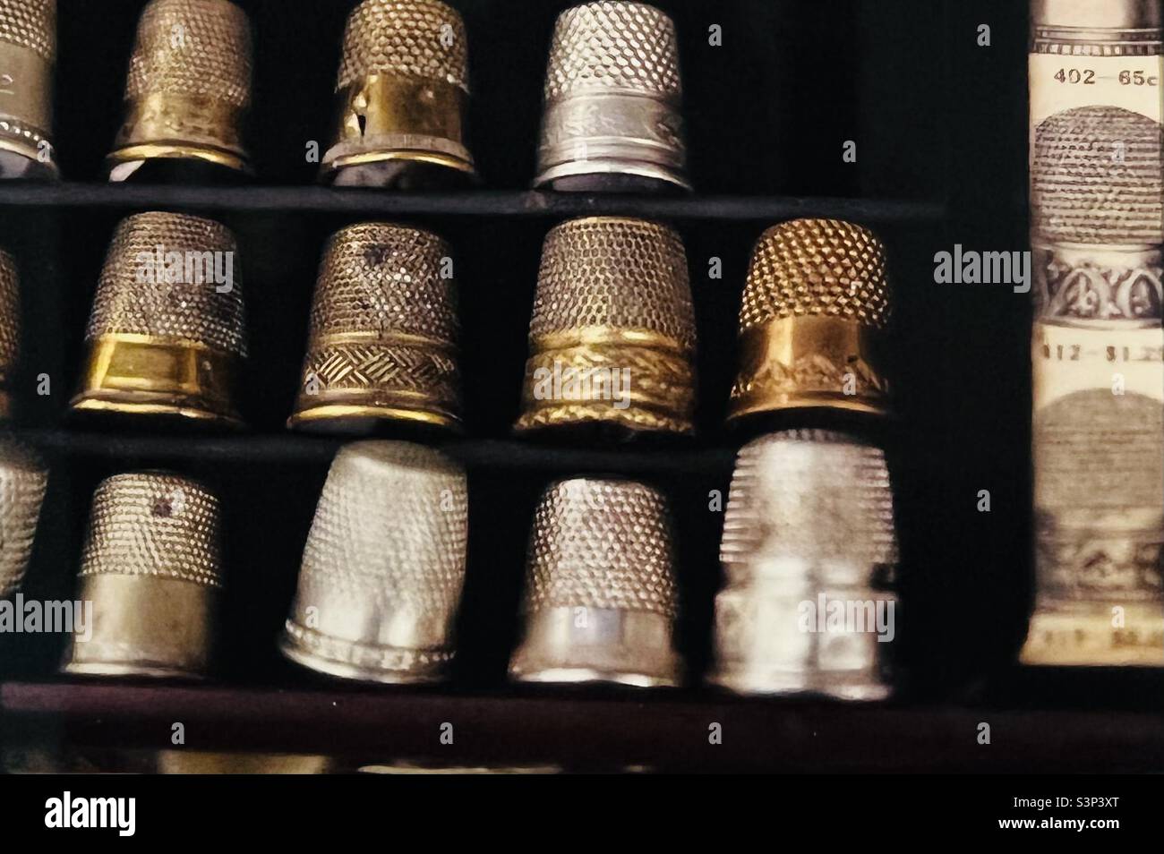 Antique thimbles for sewing dressmaking Stock Photo - Alamy