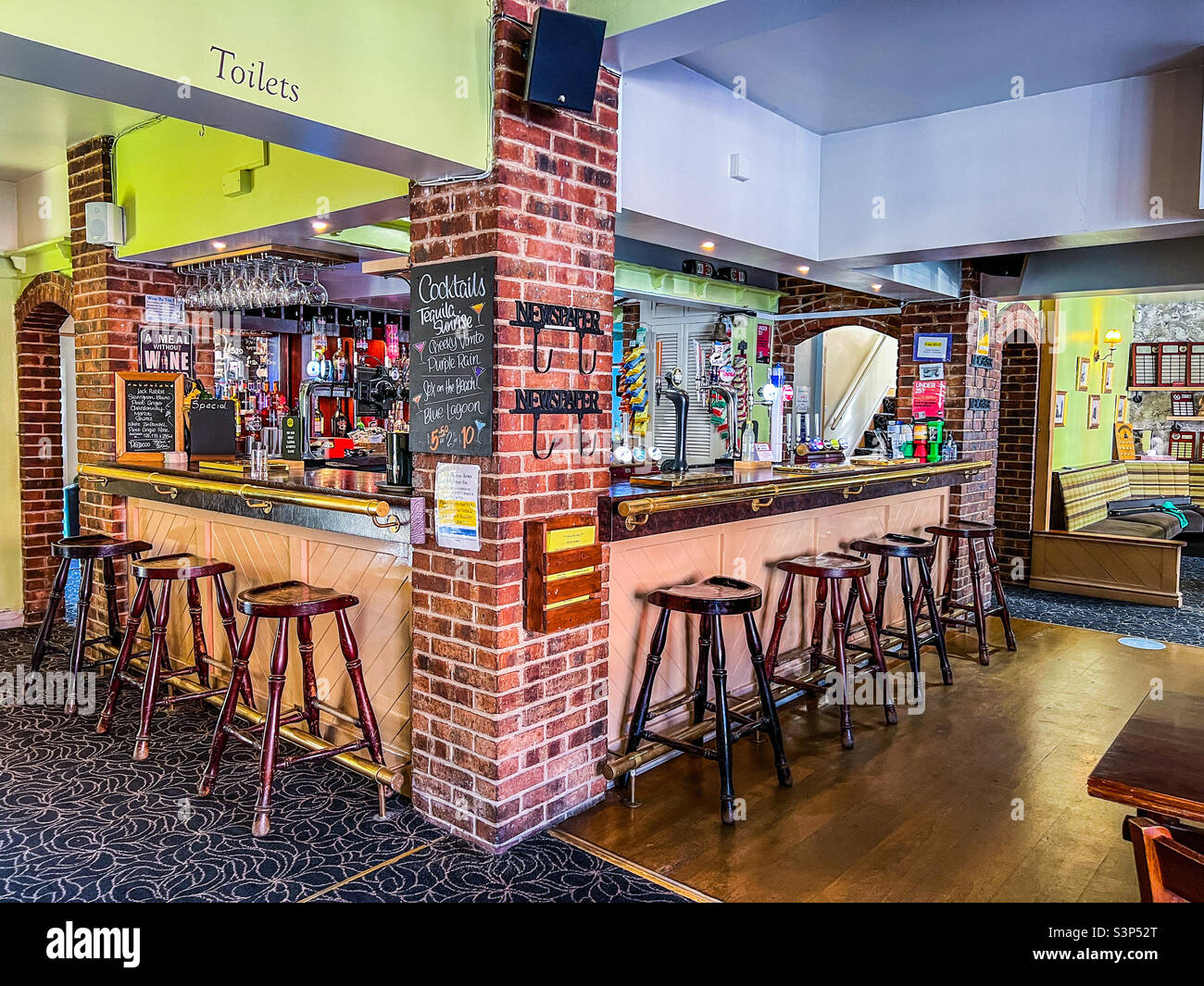Bar area inside a local pub in the North Stock Photo - Alamy