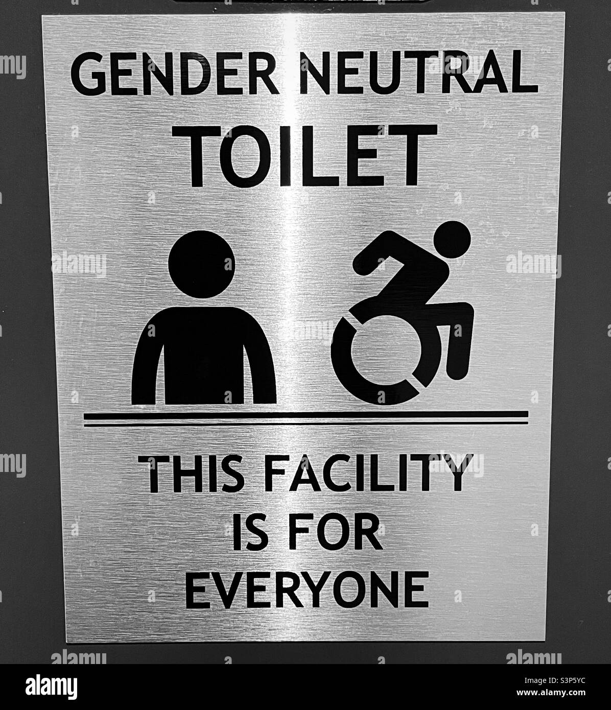 Inclusive bathroom sign Black and White Stock Photos & Images - Alamy