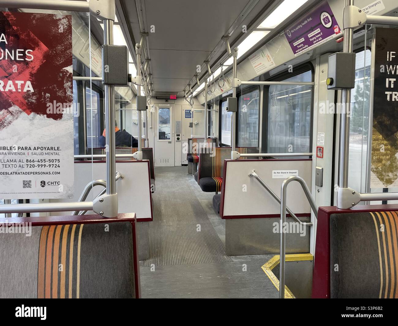 Inside of an RTD light rail train in Denver, Colorado Stock Photo - Alamy