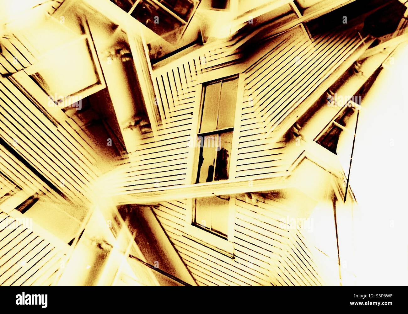 Cape Cod cottages jumbled together collage golden Stock Photo - Alamy