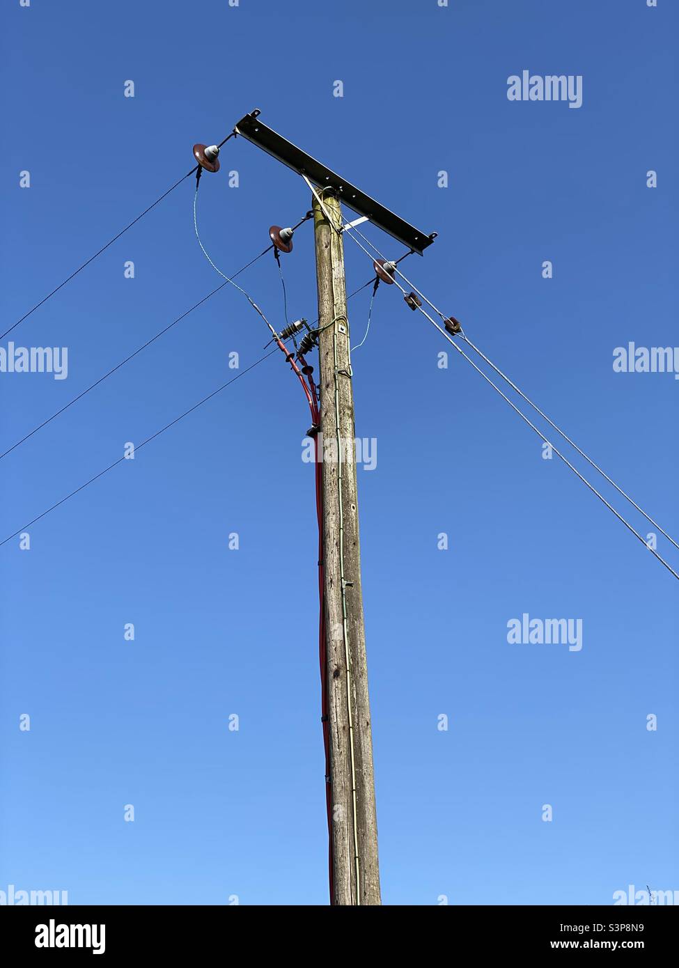 Wooden telephone pole Stock Photo - Alamy