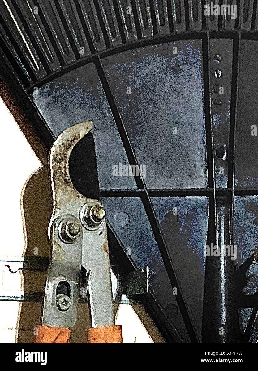Rake and Hedge trimmers Stock Photo - Alamy