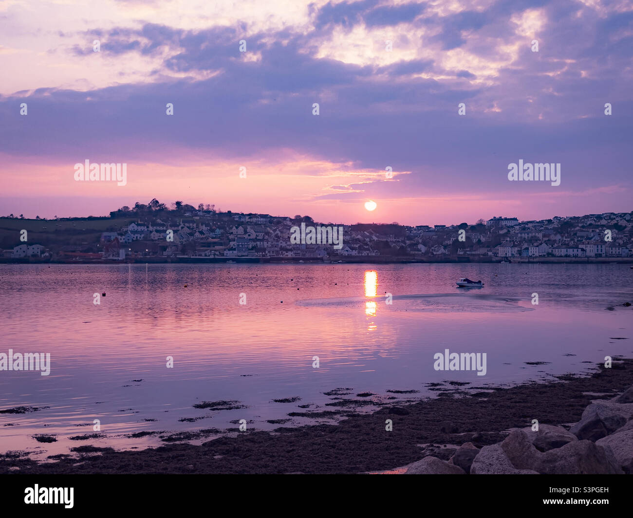 Looking over the River Torridge to Appledore at spring sunset, Devon, UK Stock Photo - Alamy
