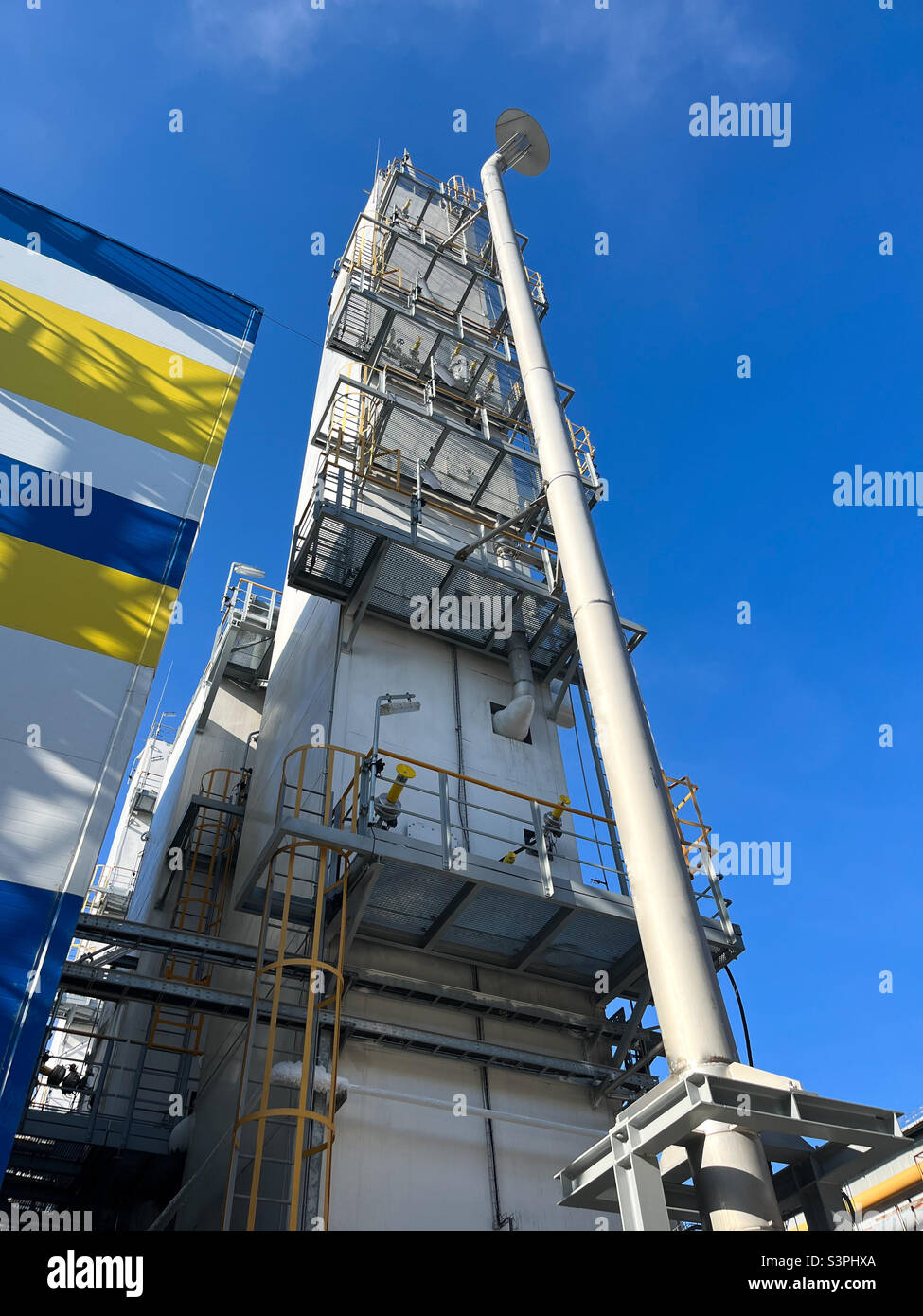 Production of oxygen and nitrogen from the air. Exterior view of the ...