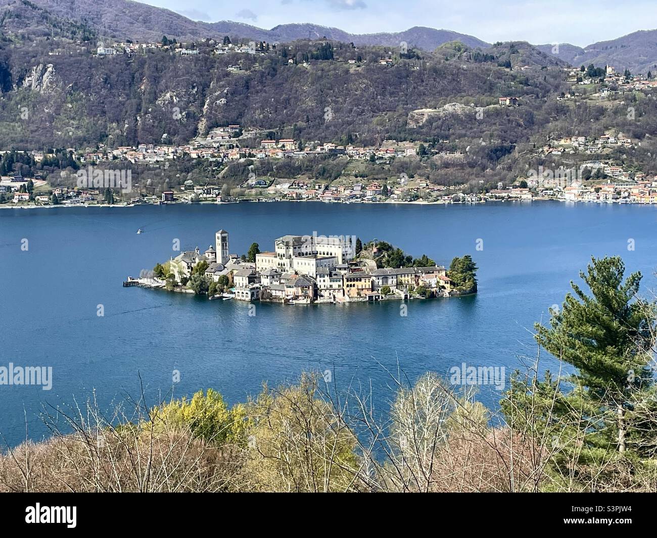 Lake Orta with island San Giulio, Piedmont, Italy Stock Photo - Alamy