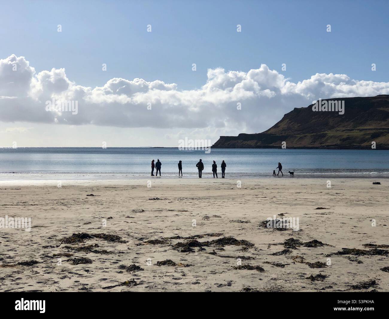 People on Calgary bay at low tide, Isle of Mull, Scotland Stock Photo ...