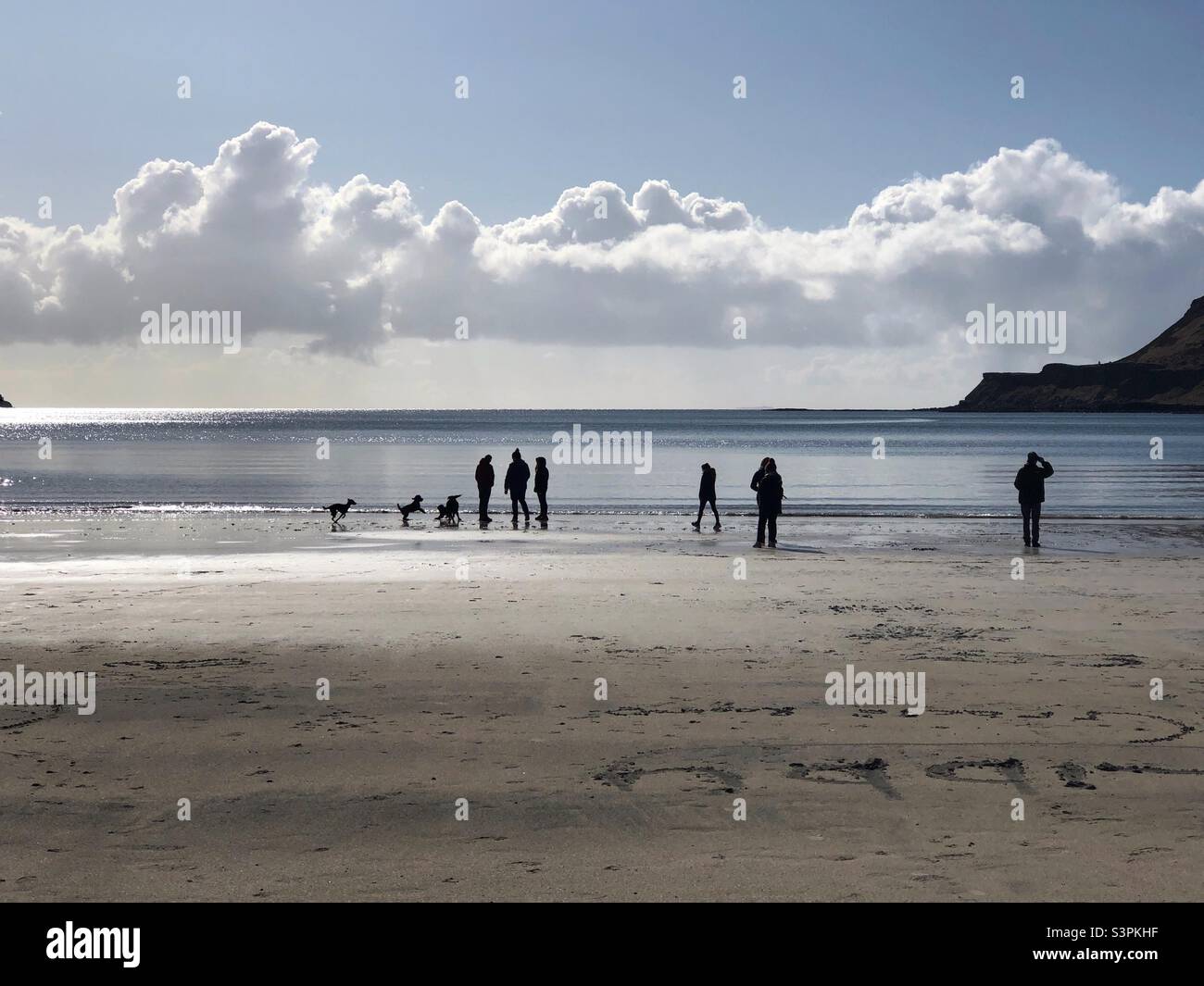 People on Calgary bay at low tide, Isle of Mull, Scotland Stock Photo ...