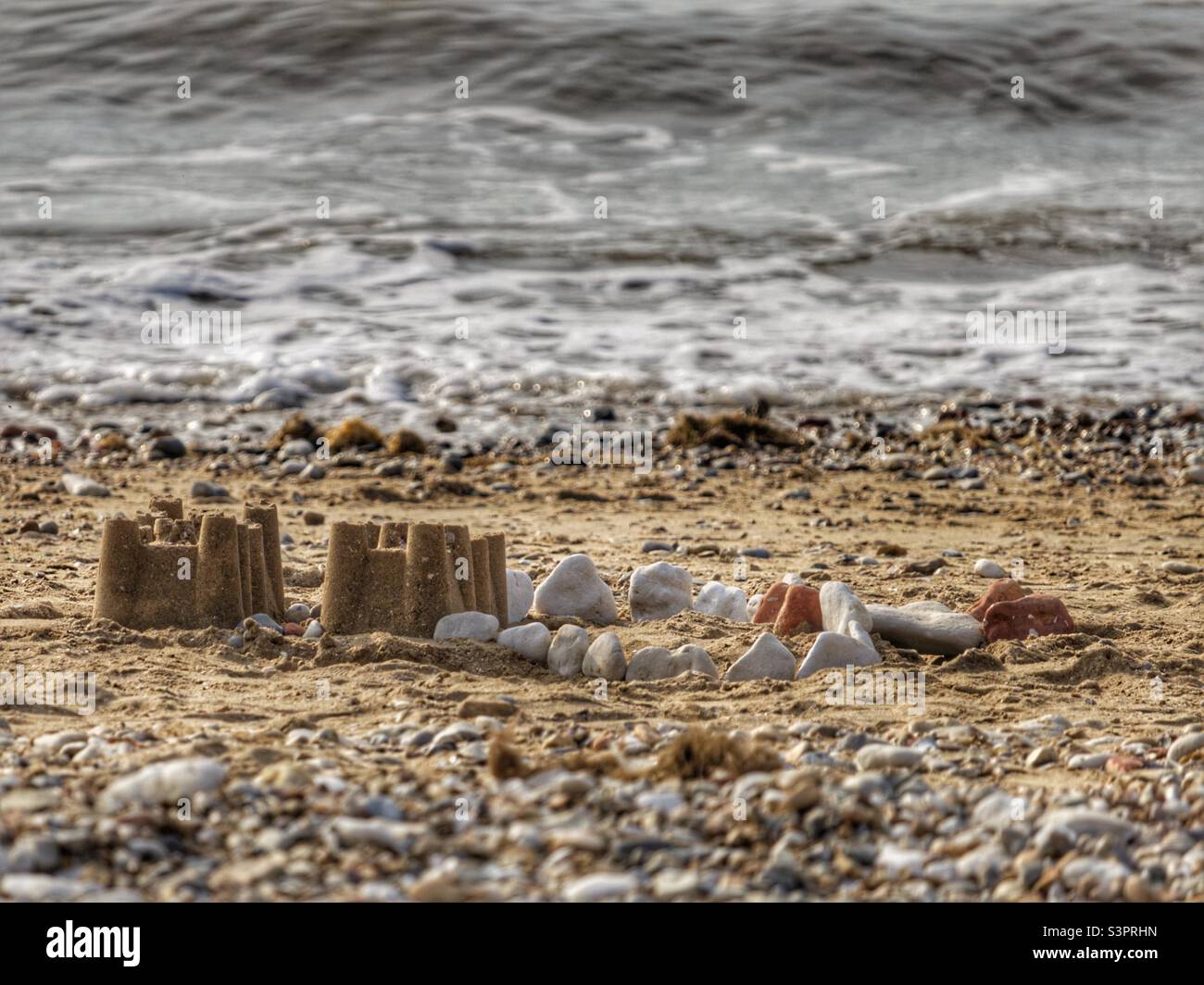 Sandcastle on the beach Stock Photo - Alamy