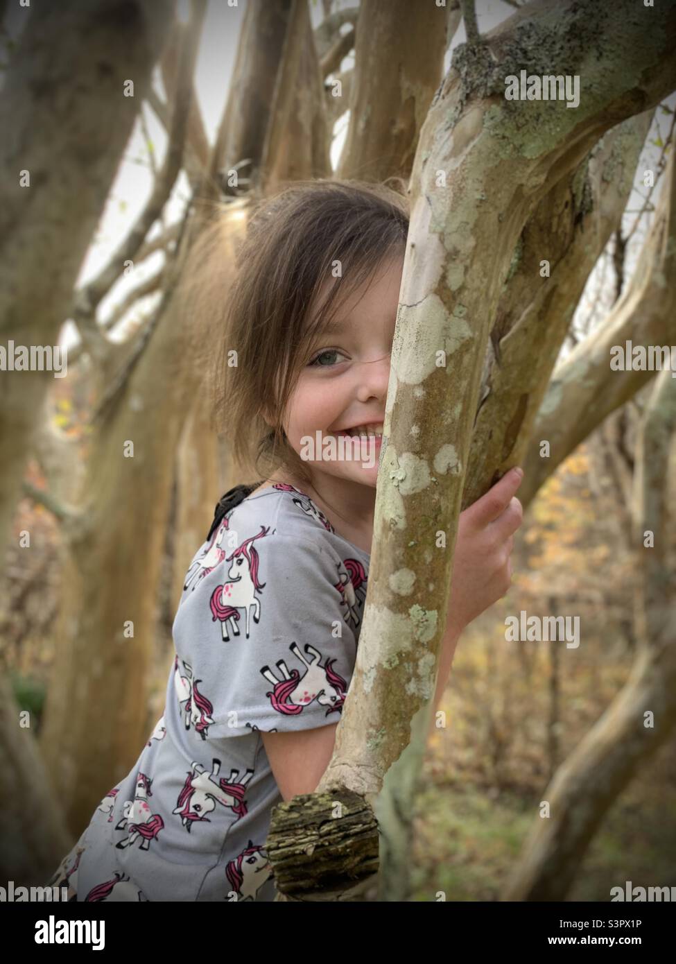 Child in tree hi-res stock photography and images - Alamy