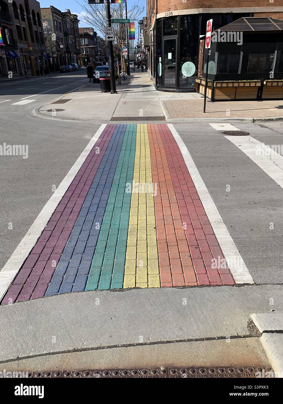 LGBT street crossing Halsted Chicago, Boystown Stock Photo - Alamy