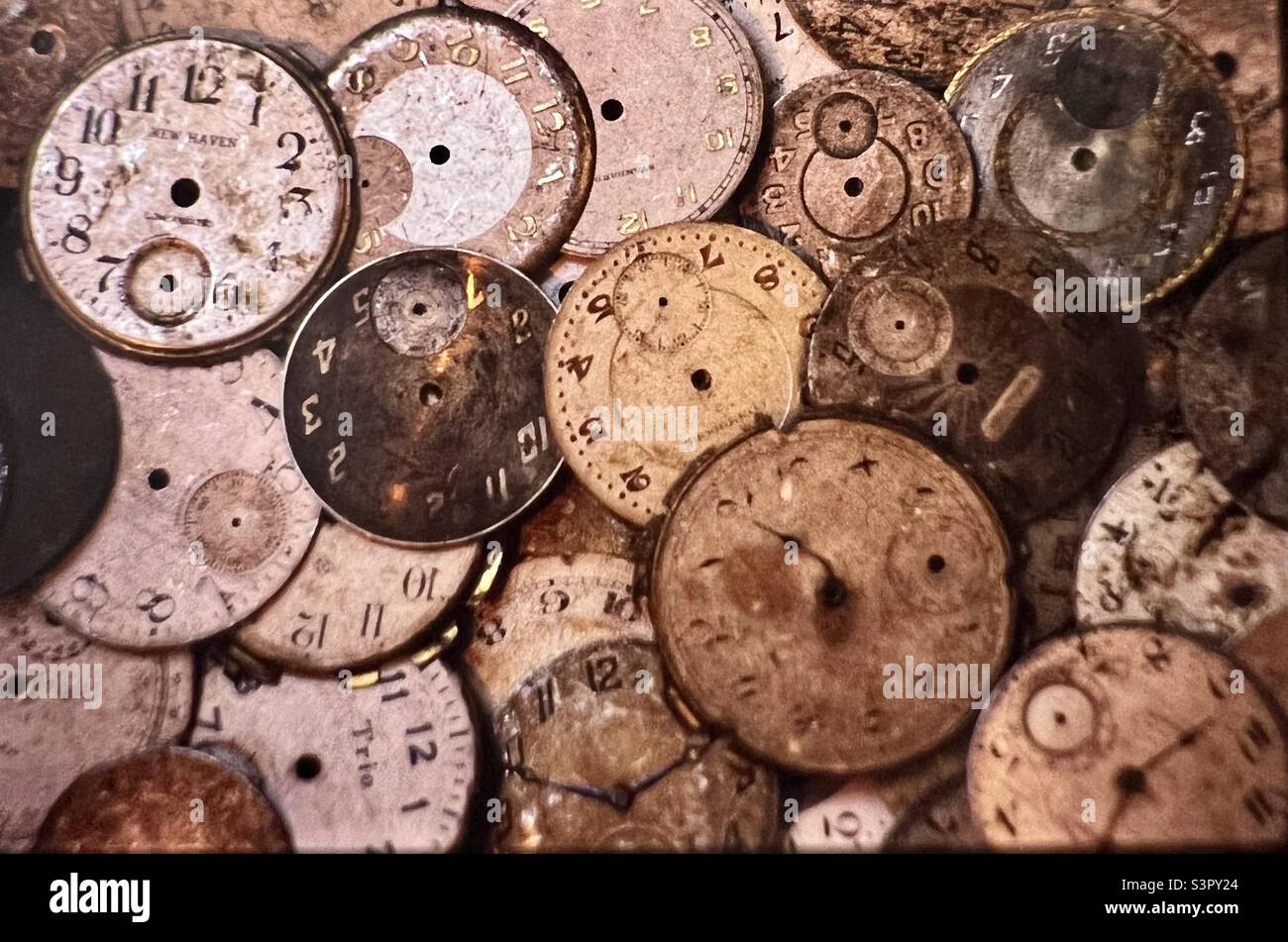Vintage pocket watch faces made of enamel Stock Photo - Alamy