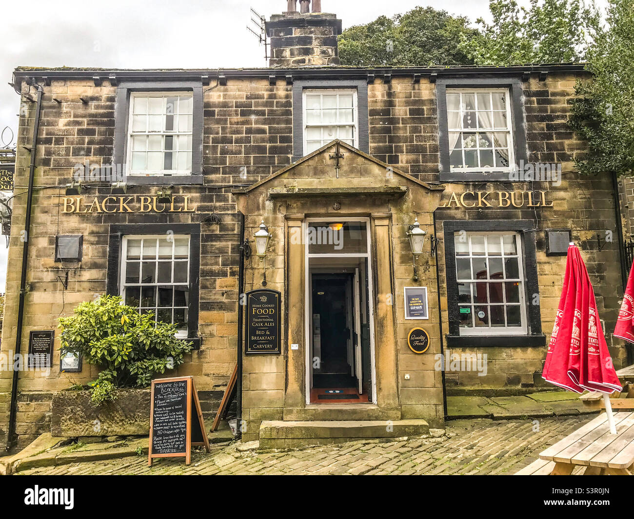 Black Bull pub, Haworth Stock Photo - Alamy