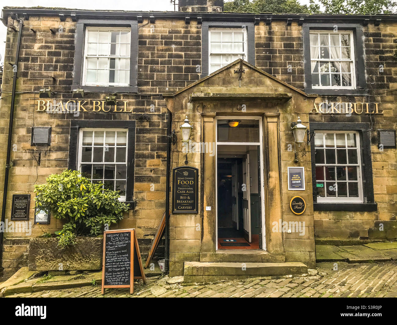 Black Bull pub, Haworth Stock Photo - Alamy