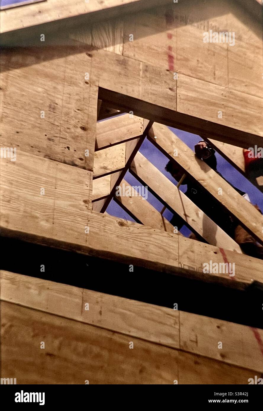 House being constructed by builder Stock Photo - Alamy