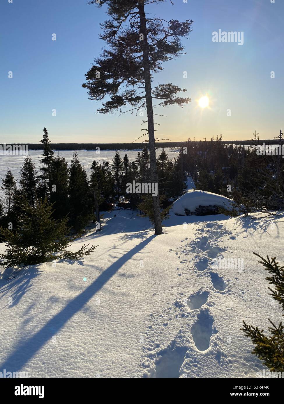 Sunset over Log Cabin Stock Photo - Alamy