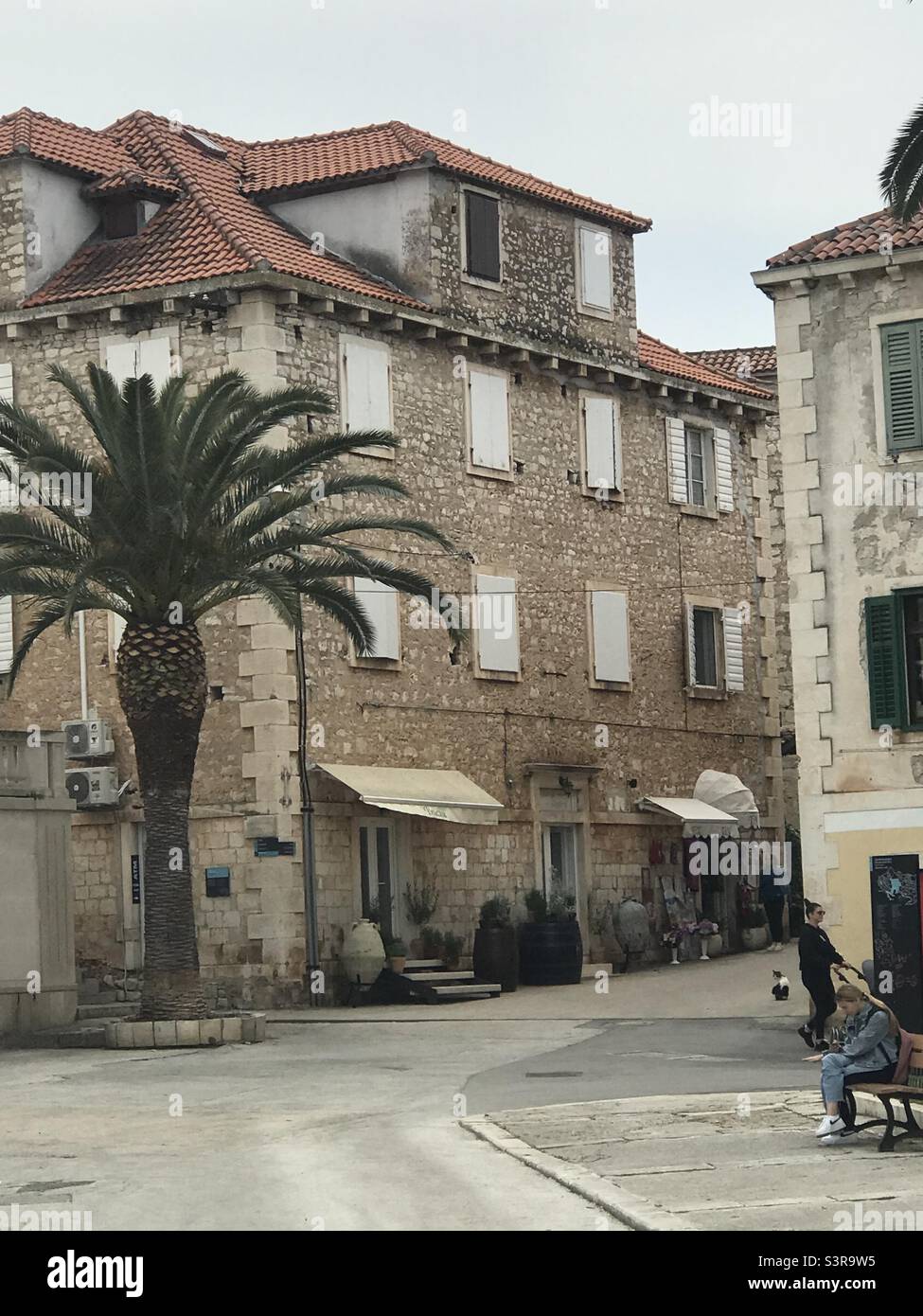 A street in the centre of Supetar at Croatian island of Brac Stock ...
