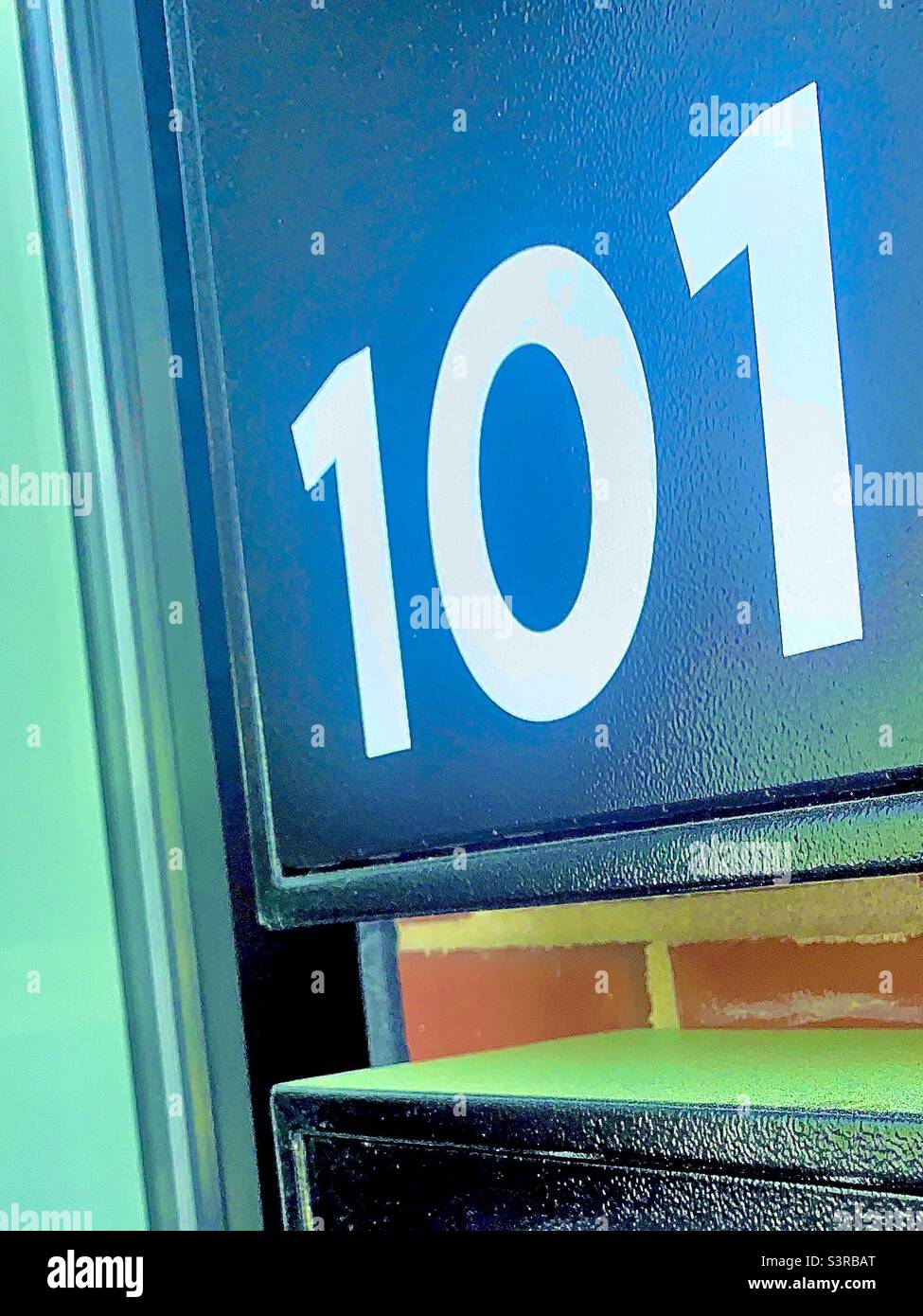 Bright Blue with White Numbers 101 Stock Photo - Alamy