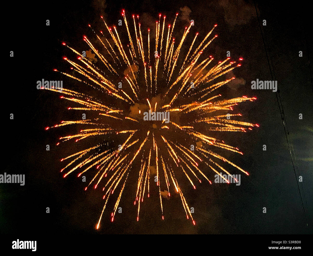 beautiful circle of fireworks in the night sky Stock Photo - Alamy