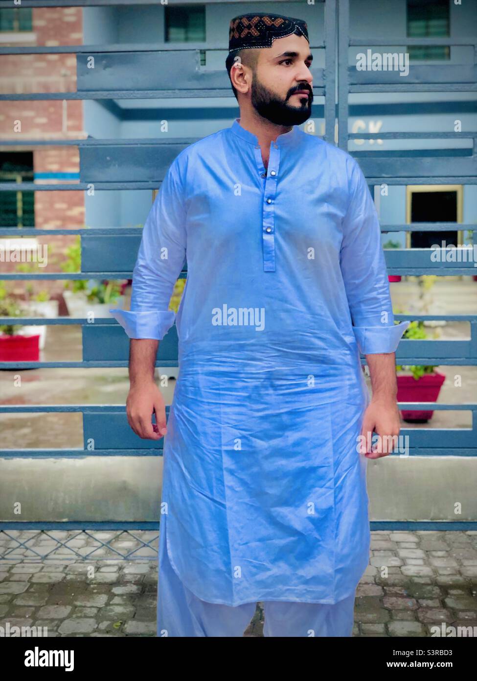 A Model In White Dress With Sindhi cap in Beautiful Location Stock ...