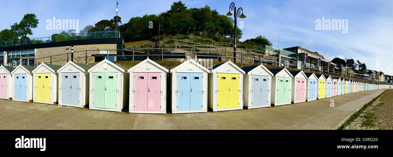 Beach huts on seafront at Lyme Regis Dorset Stock Photo - Alamy