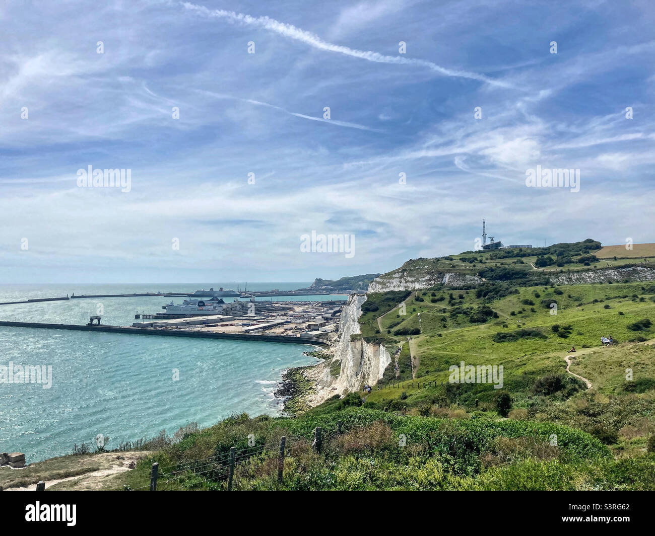 Dover docks from the white cliffs Stock Photo - Alamy