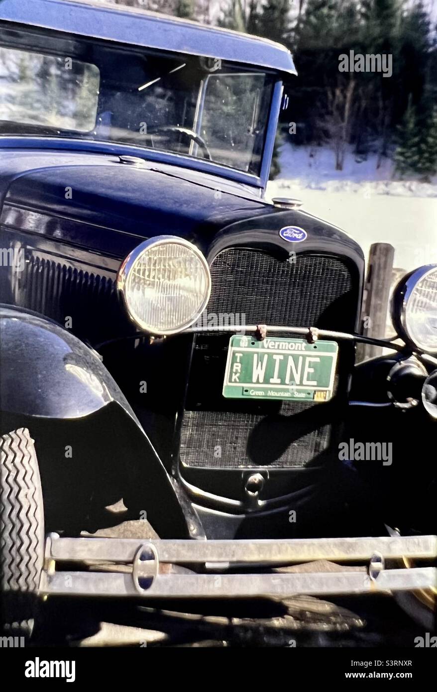 Antique Ford truck with license plate WINE in Vermont Stock Photo - Alamy