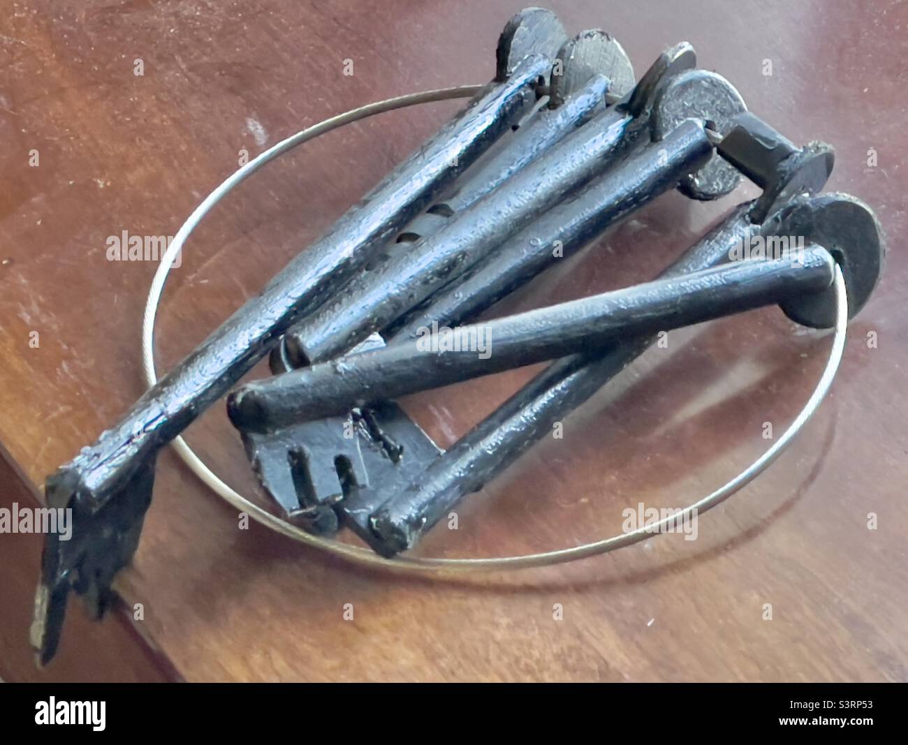 A key ring with a bunch of old keys, an exhibit In the Beaumaris Gaol ...