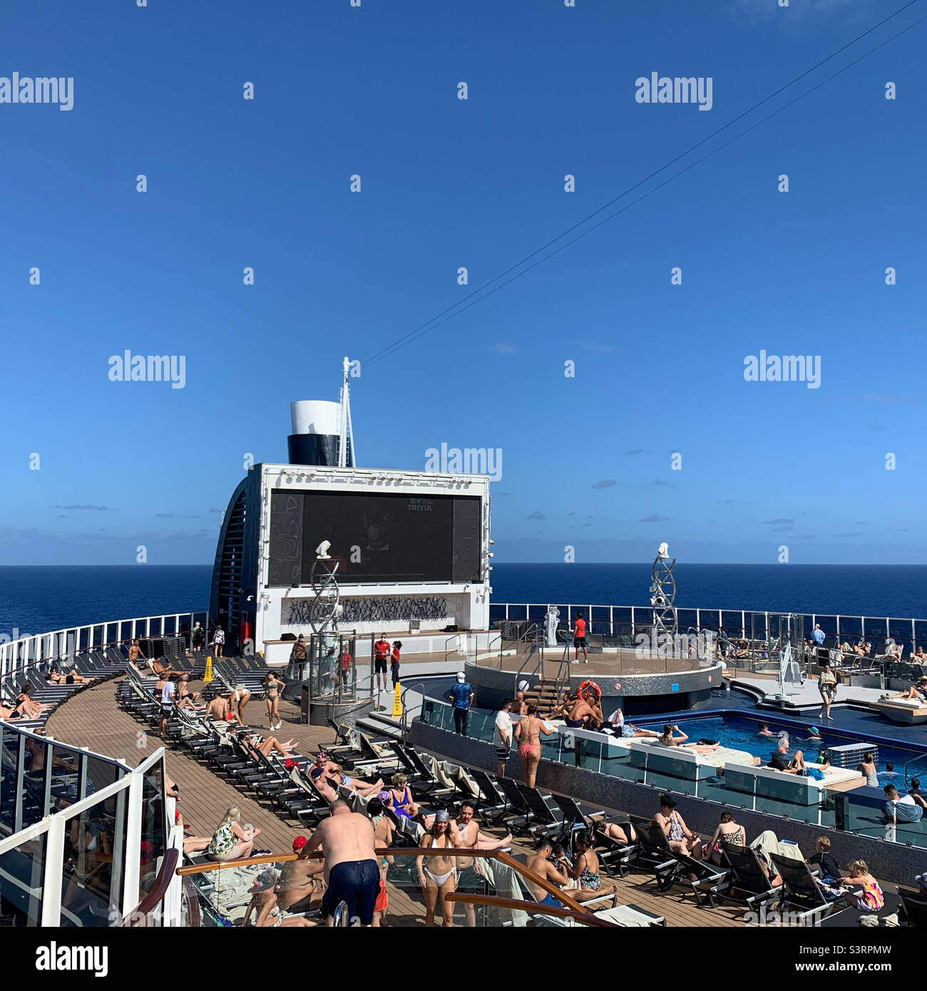 March, 2022, on the deck of the MSC Seashore during a cruise from Miami ...