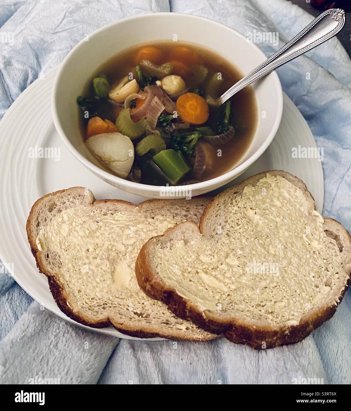 Feed a Fever (Starve a Cold) - homemade vegetable soup and buttered ...