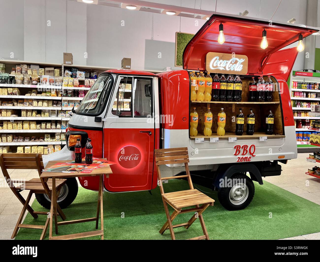 Coca-Cola promotional stall display in a supermarket in Sofia Bulgaria ...