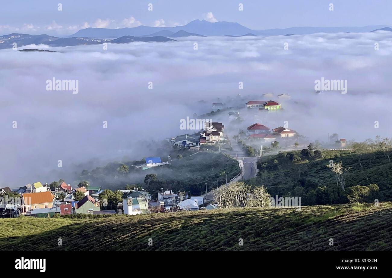 Earth Bridge Town in the Clouds Stock Photo - Alamy