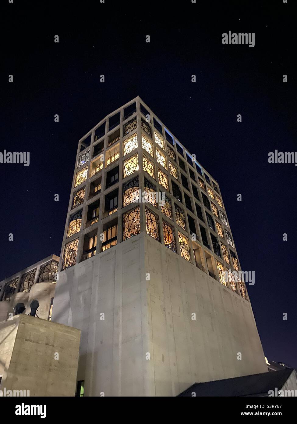 Zeitz MOCAA and Silo Hotel at night Stock Photo - Alamy