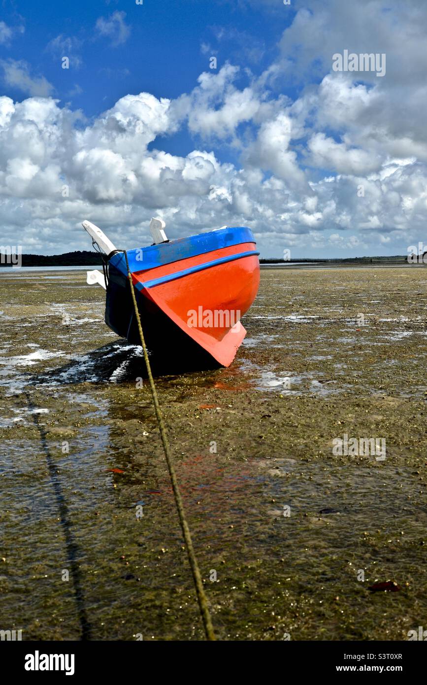 detail of a small boat anchored in Ilha dos Frades, Baia de Todos os ...