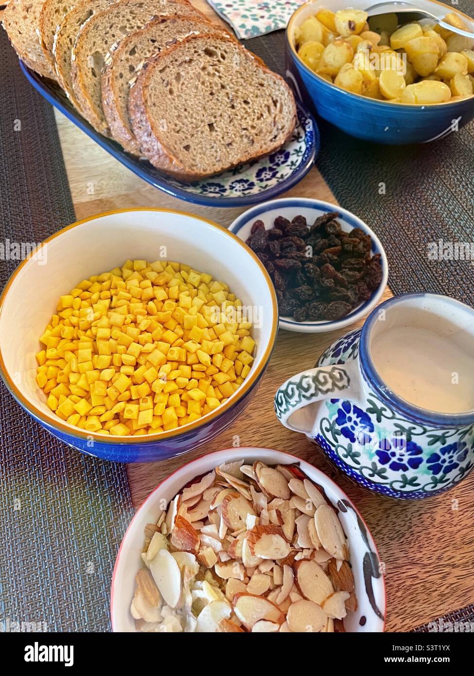 Close up of a casual lunch table in a residential apartment in New York ...
