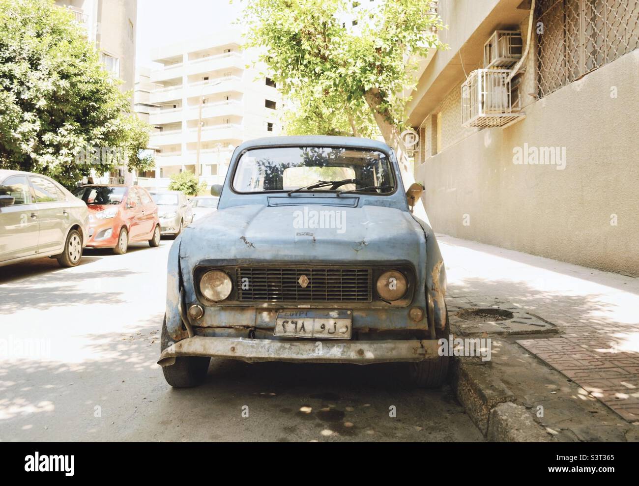 Old Retro Blue Car Stock Photo - Alamy