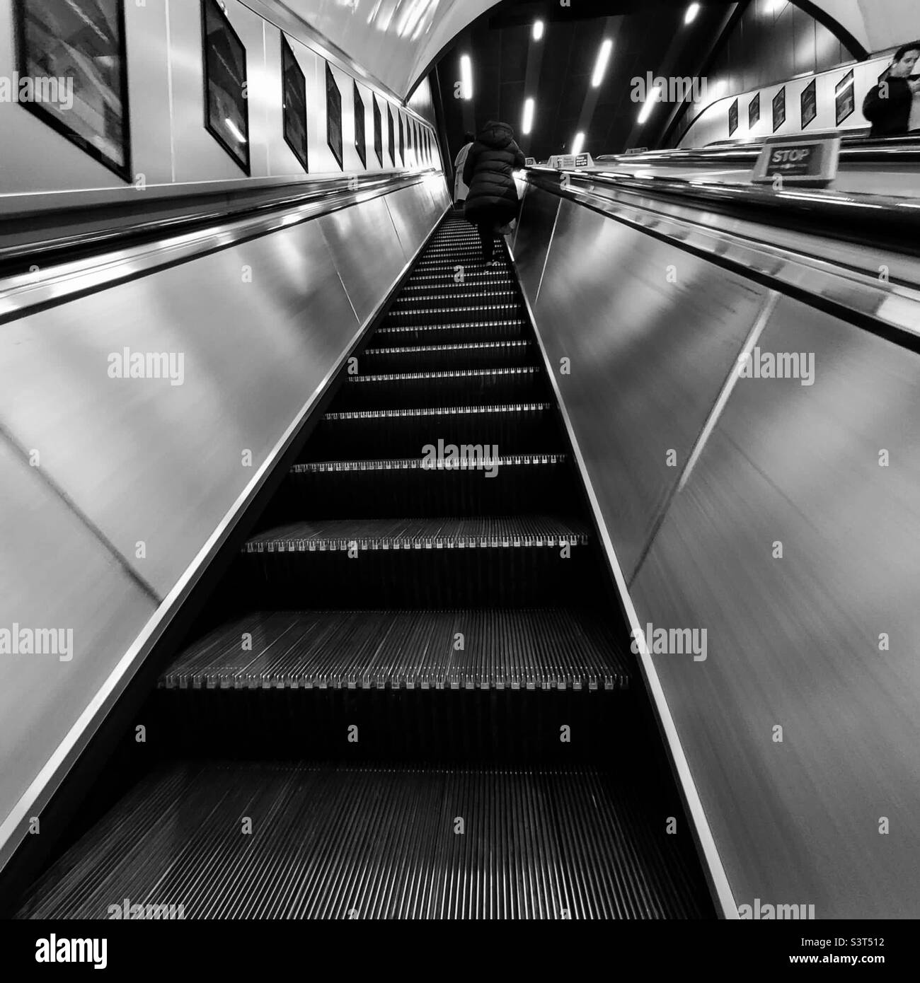 Tall escalator Black and White Stock Photos & Images - Alamy