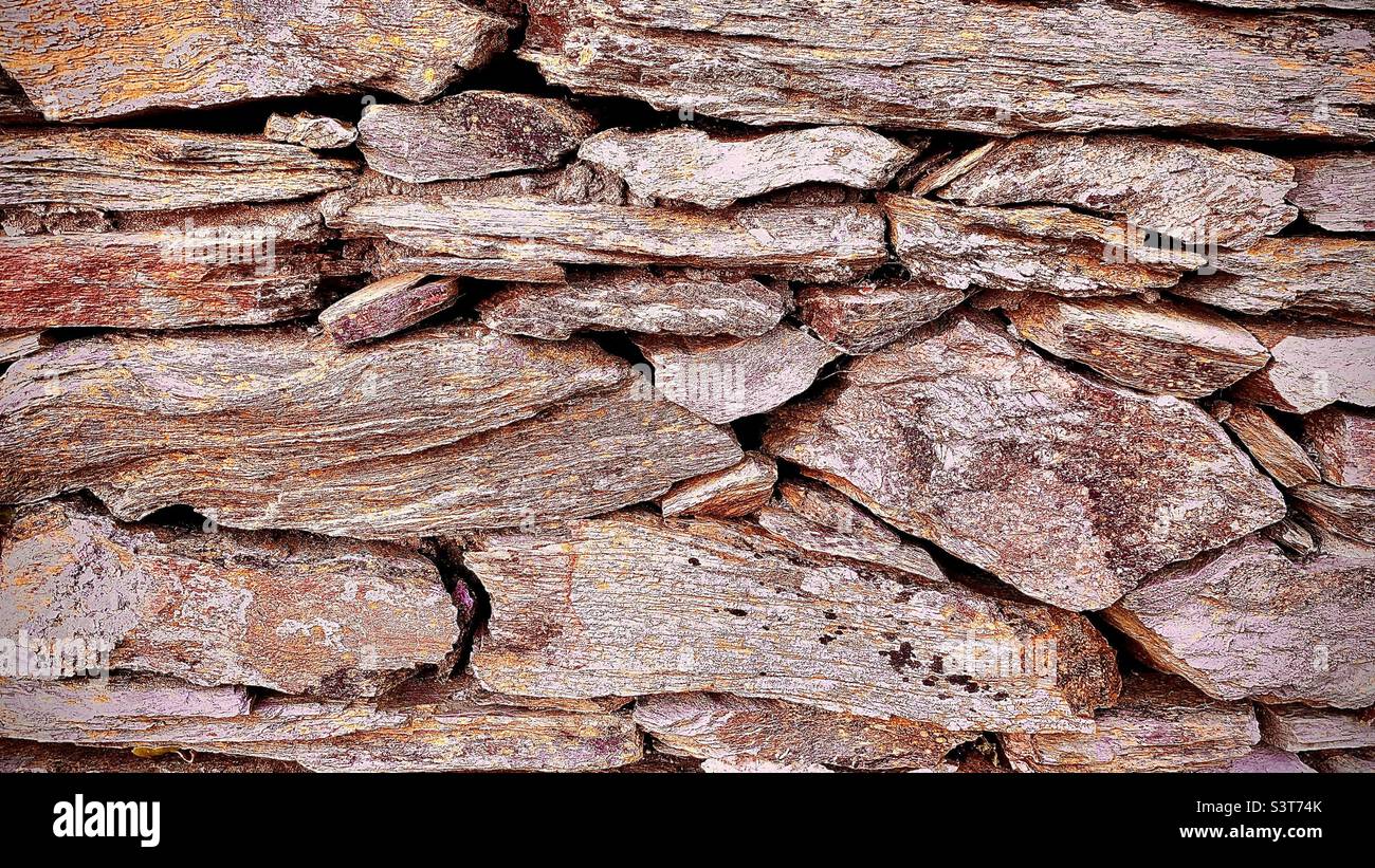Old dry stone wall in Devon UK Stock Photo - Alamy
