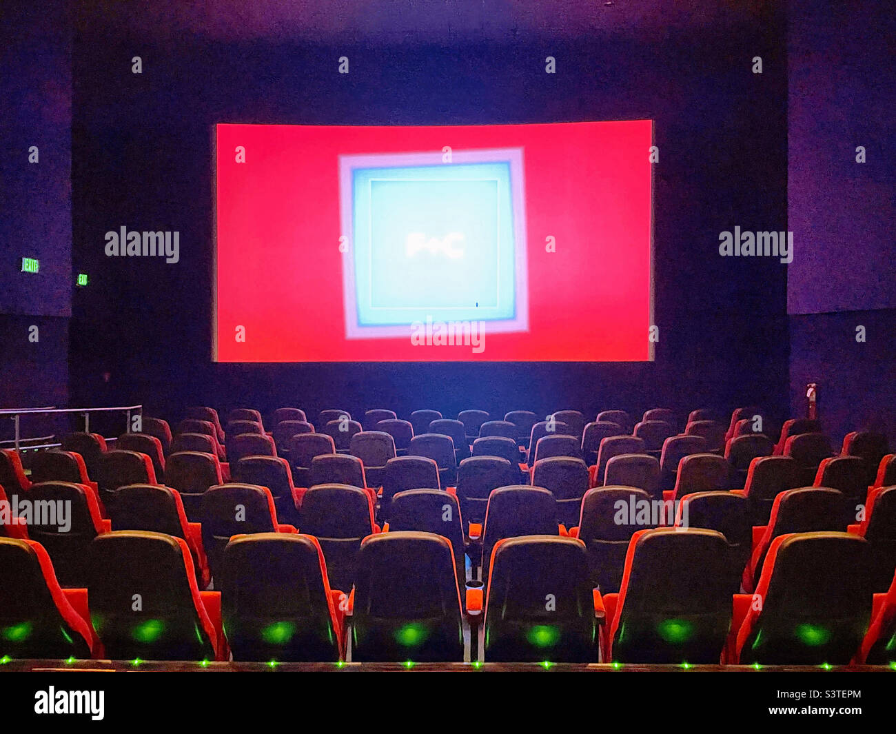 Cinema screen in an empty modern movie theater, 2022, USA Stock Photo ...