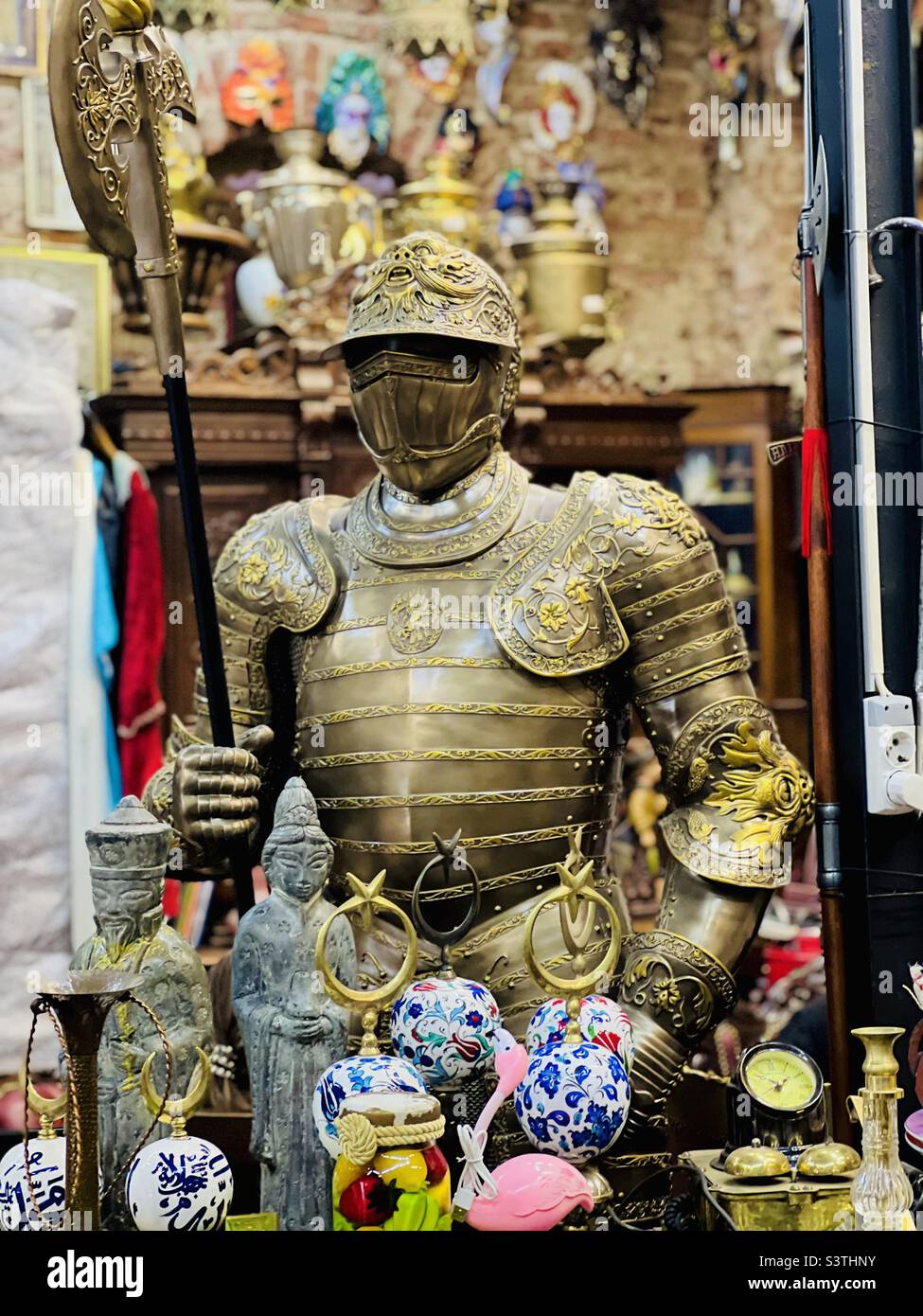 Antiques and statues shop in istanbul balat Stock Photo - Alamy