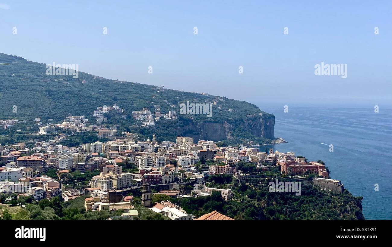 Landscape view of Italian seaside town, Vico Equense. The town is by ...