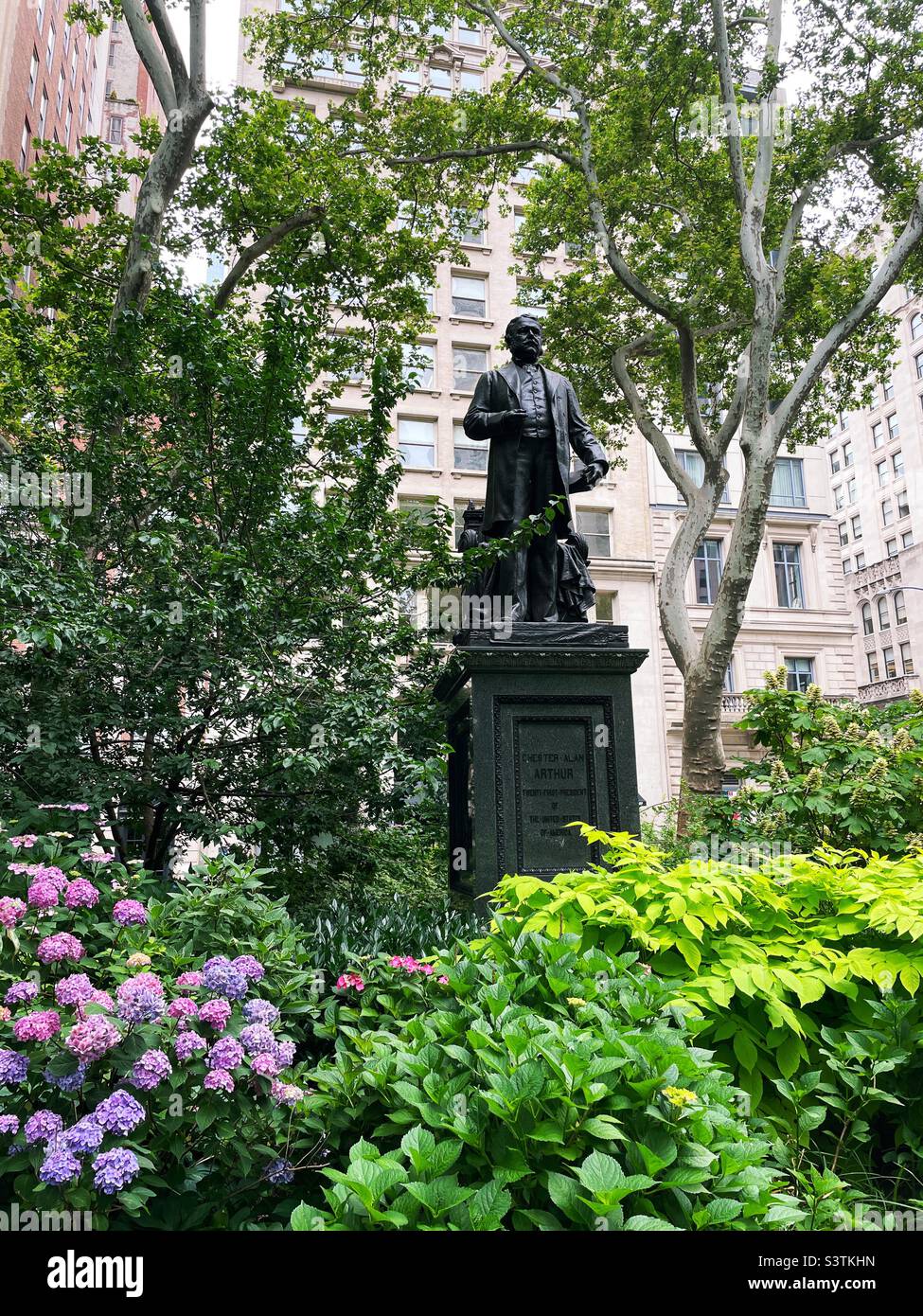 The statue of President Chester a Arthur is located in the northern ...