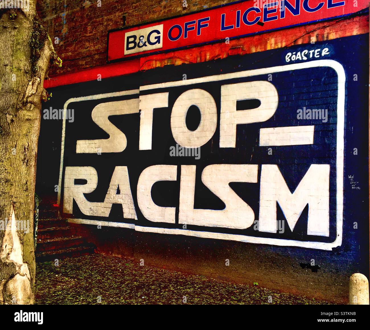Stop racism painted on city centre wall hi-res stock photography and ...
