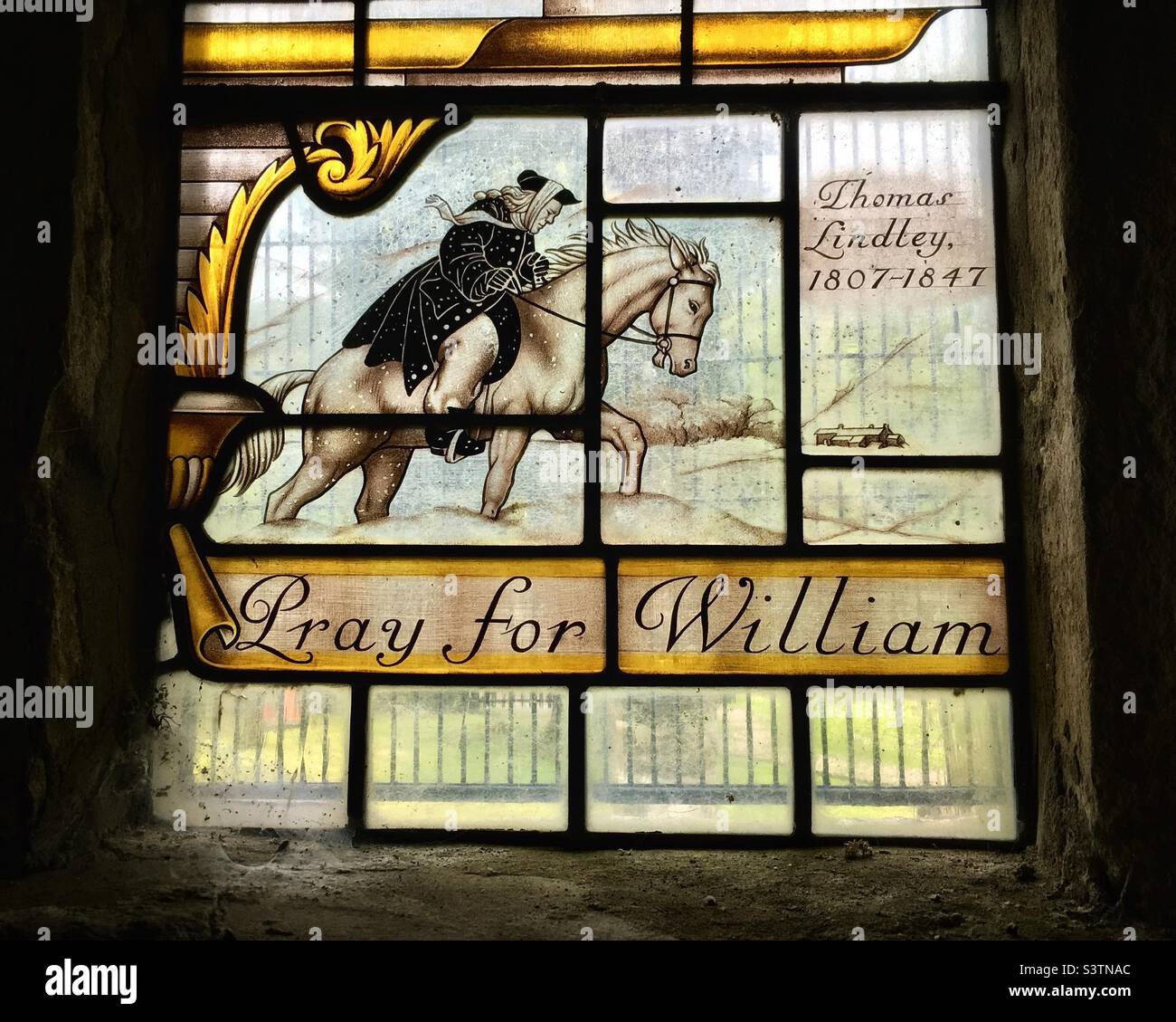 Stained Glass Window; Horse and Rider, St Michael & All Angels Church ...